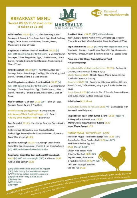 Kitchen & Menus - Marshalls Farm Shop